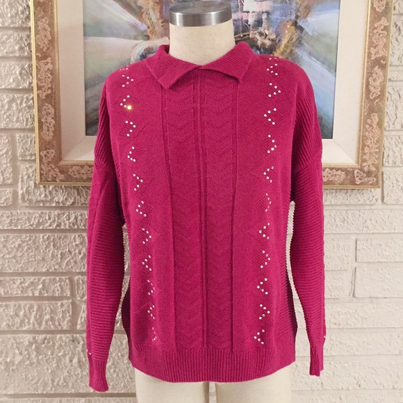 Sweaters | Cable Knit Rhinestone Embellished Sweater | Poshmark